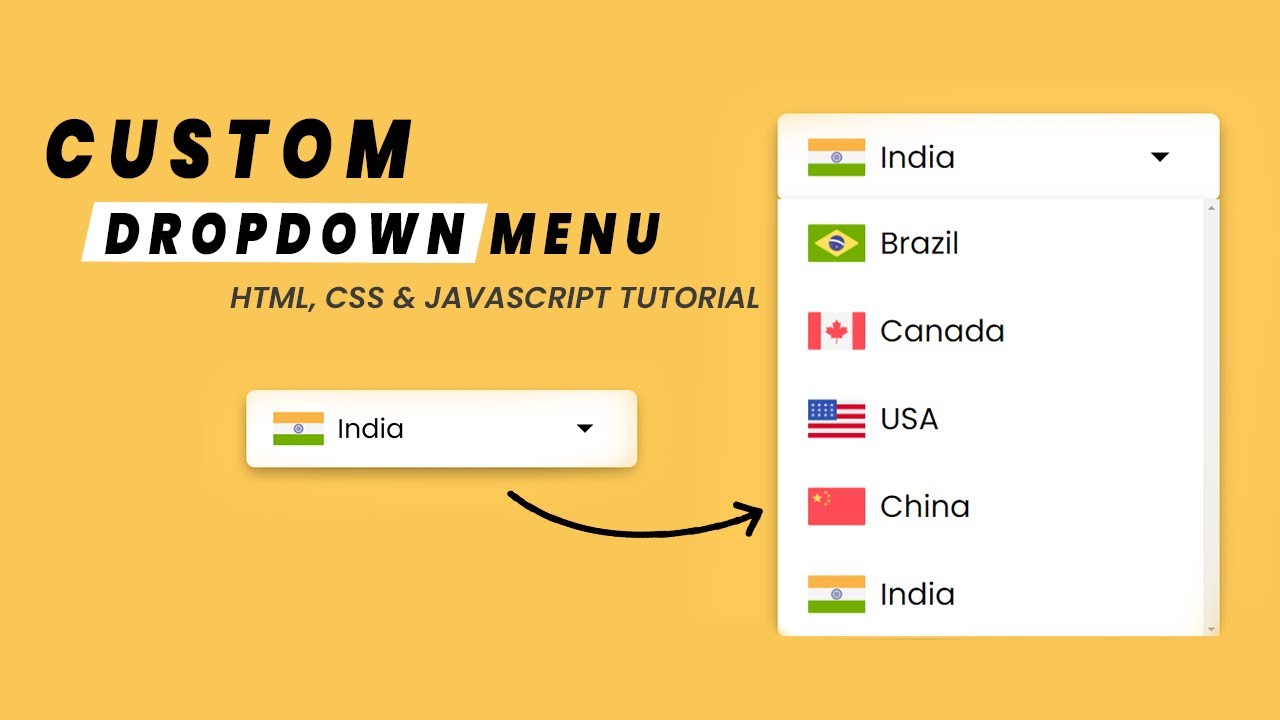 Custom Dropdown Menu In Html Css Javascript Youtube