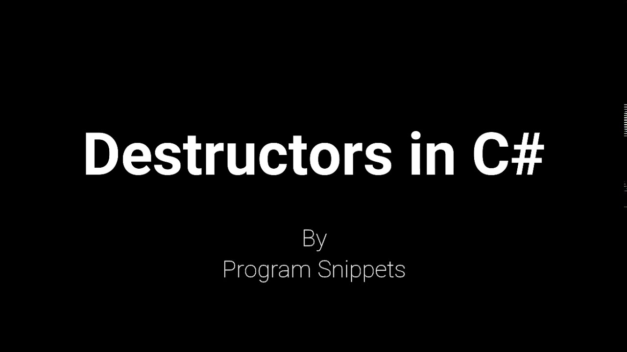 Destructors In C Youtube