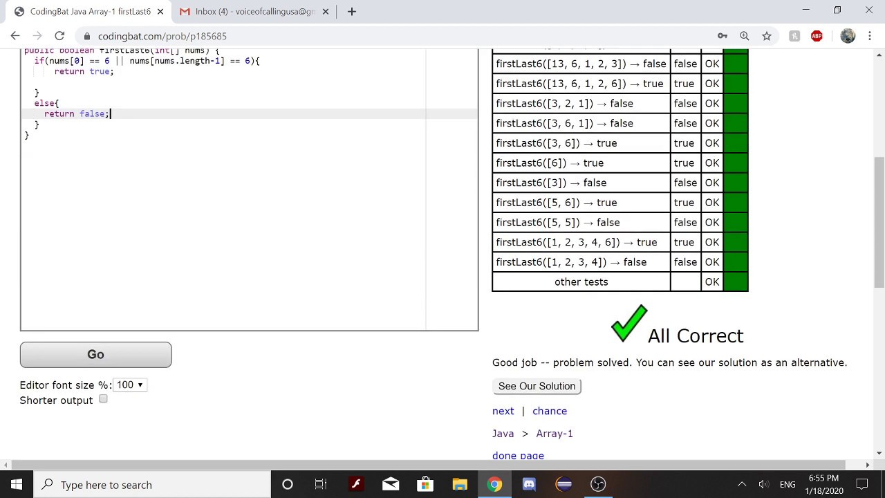 Array 1 Firstlast6 Java Tutorial Codingbat Youtube