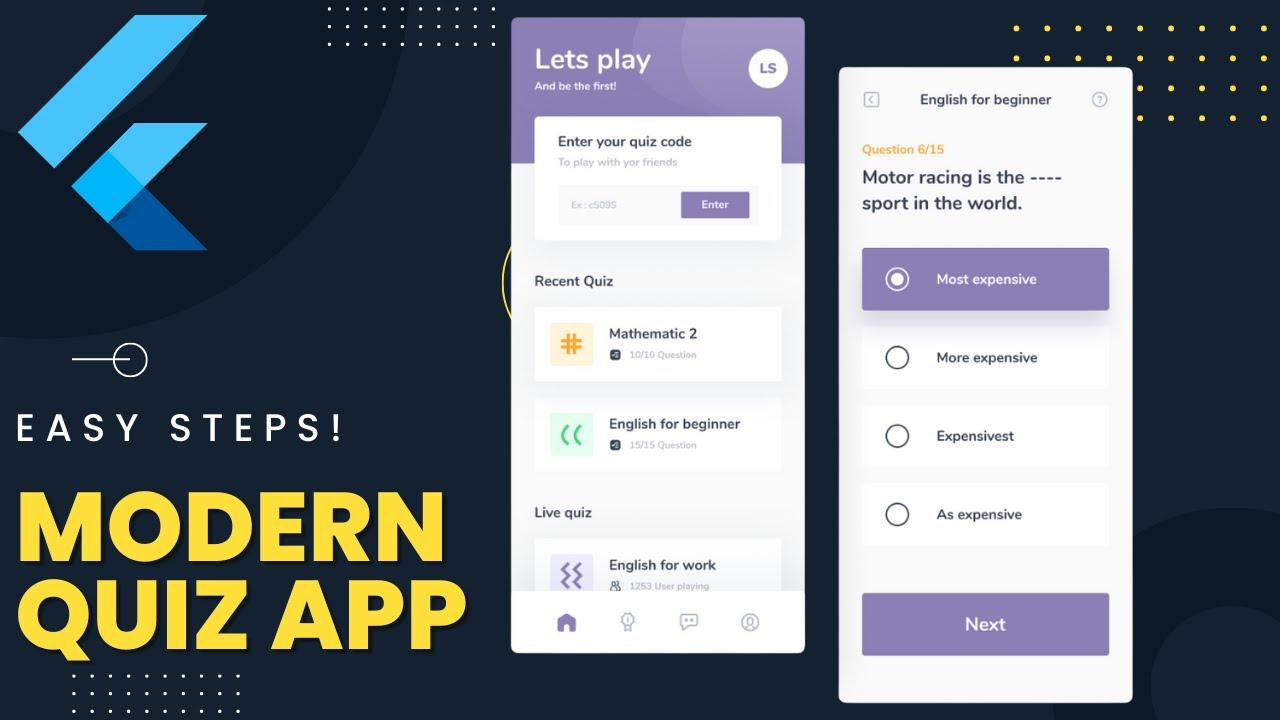 Master Flutter Ui Build A Modern Quiz App From Scratch Youtube Music