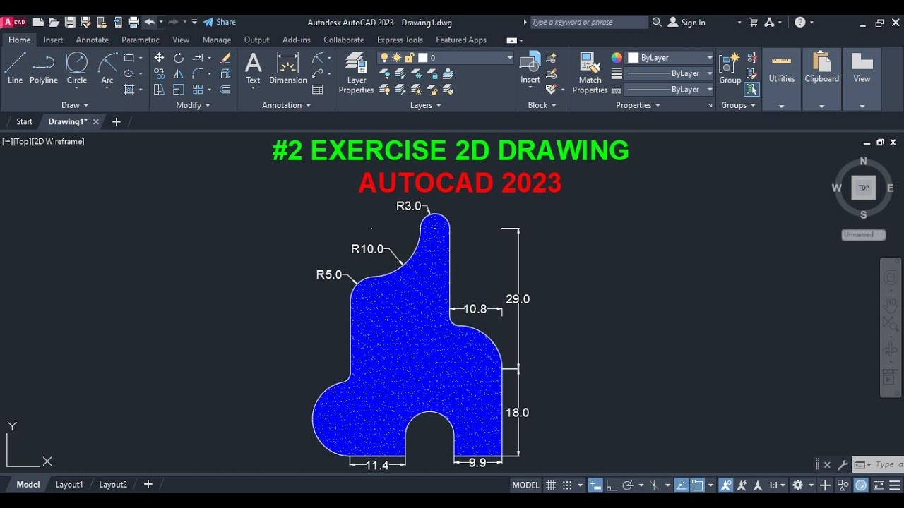 Autocad 2d Exercise 2 A Quick Easy Guide Youtube