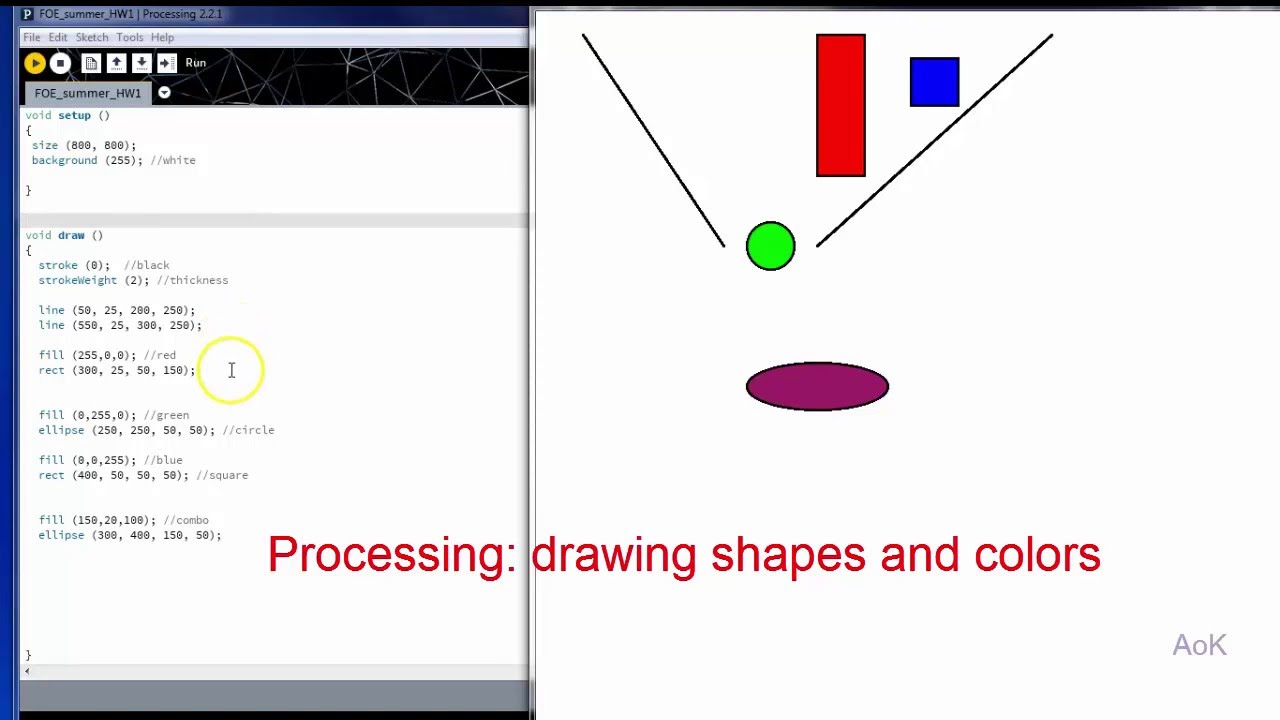 Processing 1 Colors And Shapes Youtube