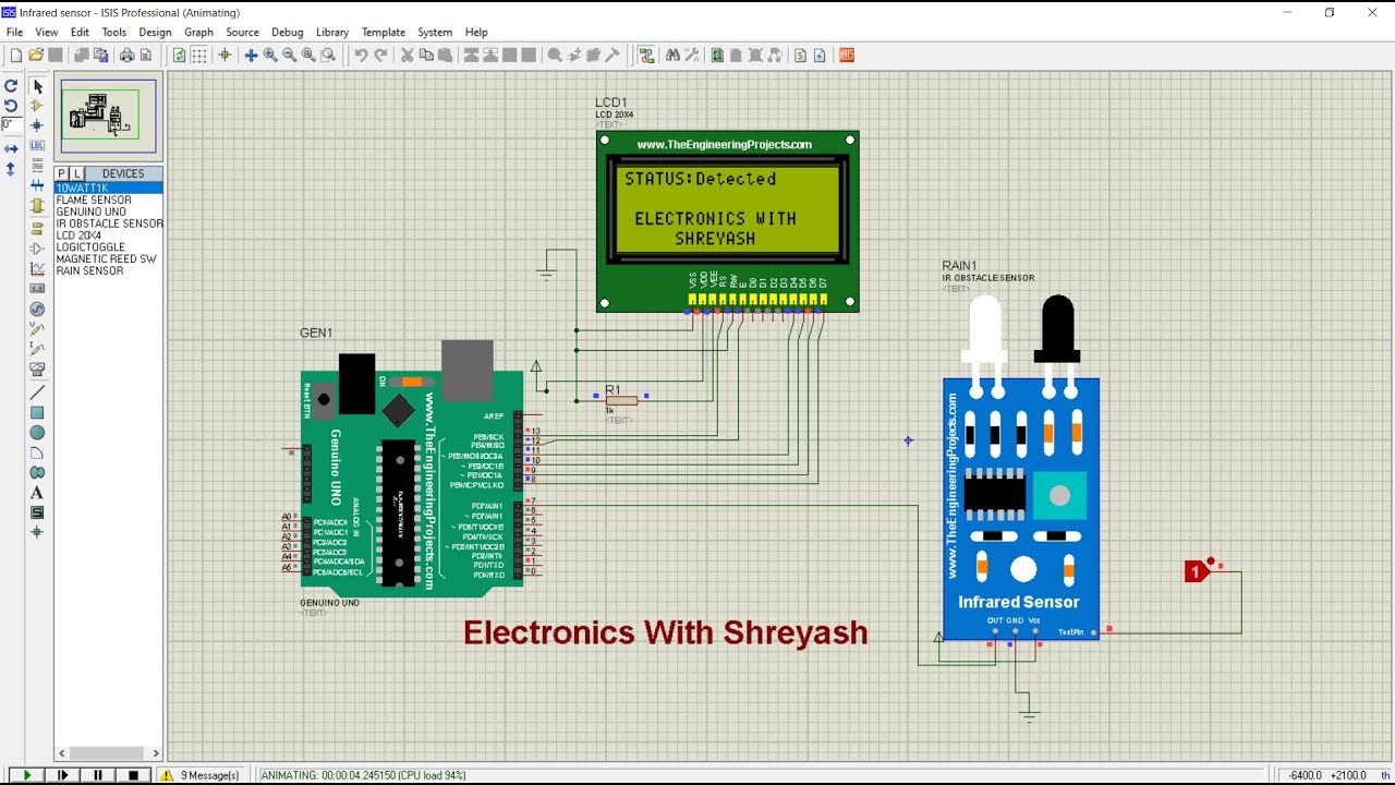 Infrared Sensor Interfacing With Arduino Simulation Youtube