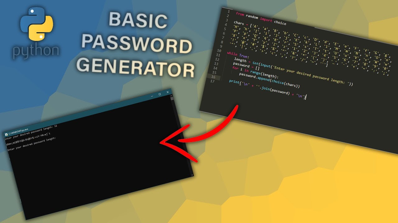 Basic Password Generator Python Tutorial Youtube