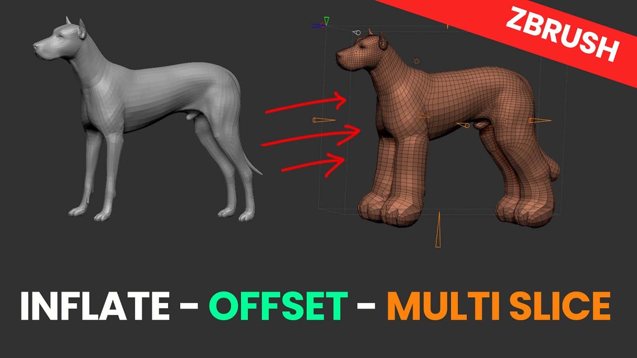 Zbrush Deformers Inflate Multi Slice Offset Tutorial Youtube