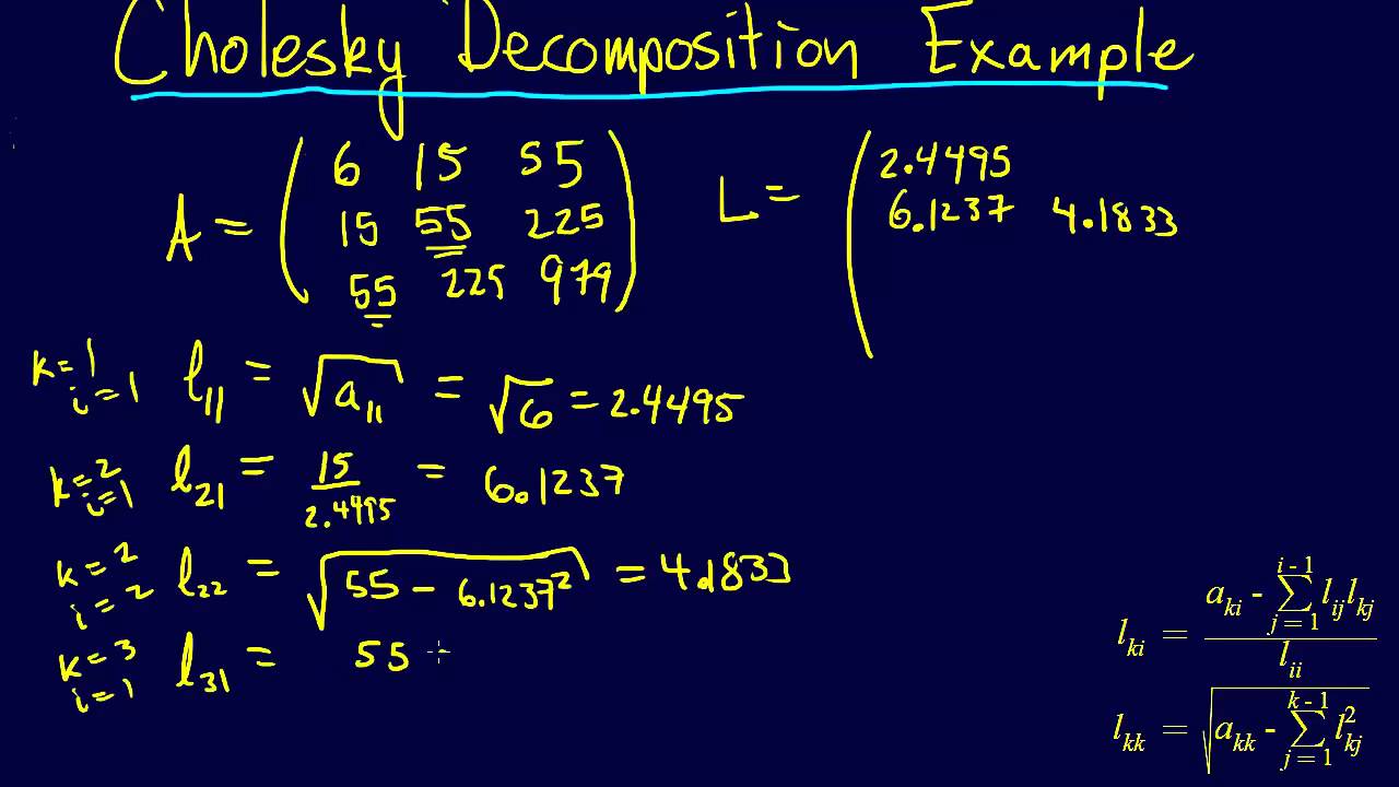 3 4 4 Linear Algebra Cholesky Decomposition Example Youtube