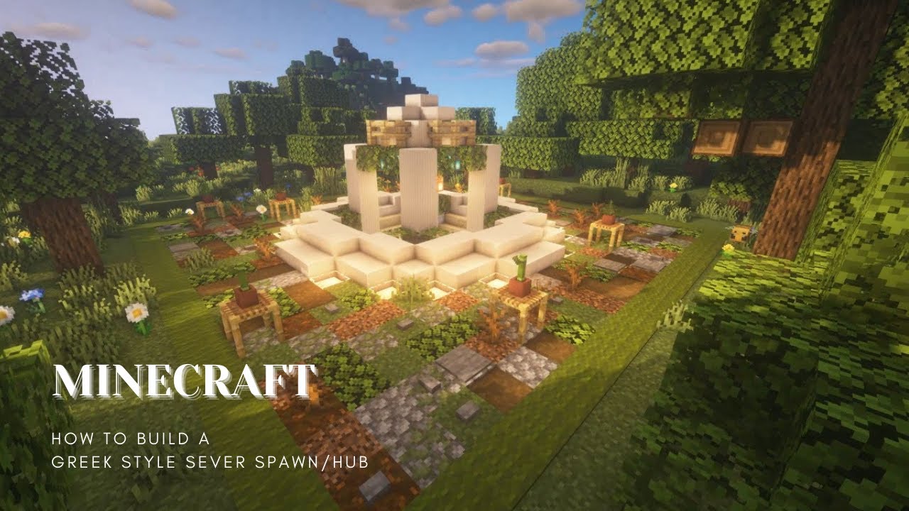 Minecraft How To Build A Simple Greek Style Server Spawn Hub Tutorial