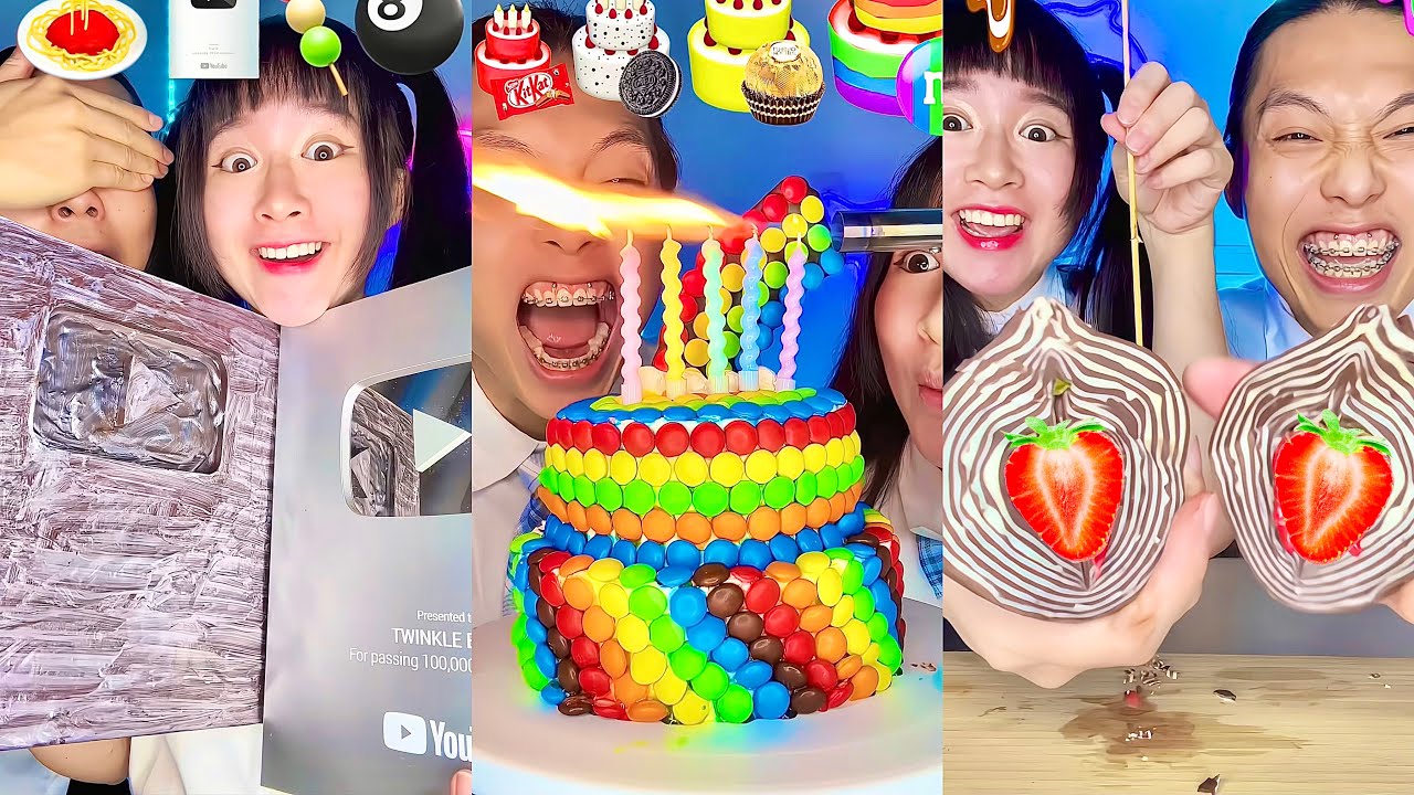 Rainbow Chocolate Emoji Food Challenge Asmr Compilation Bubble Teaрџґµ