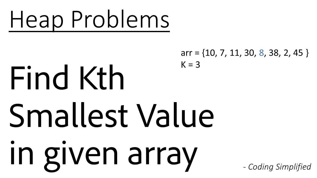 Heap 5 Find Kth Smallest Value In Given Array Youtube