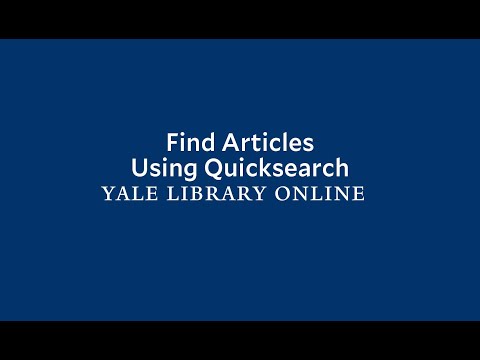 Find Articles Using Quicksearch Youtube