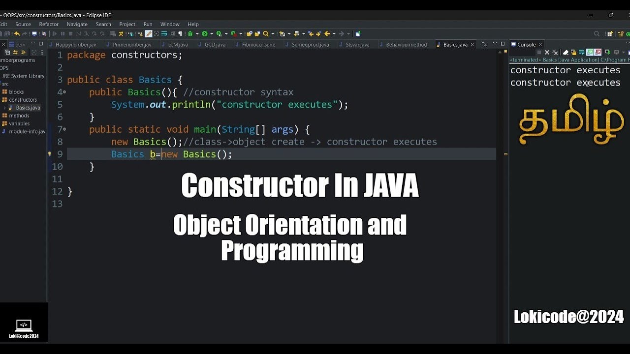 Constructor In Tamil Java Object Orientation And Programming