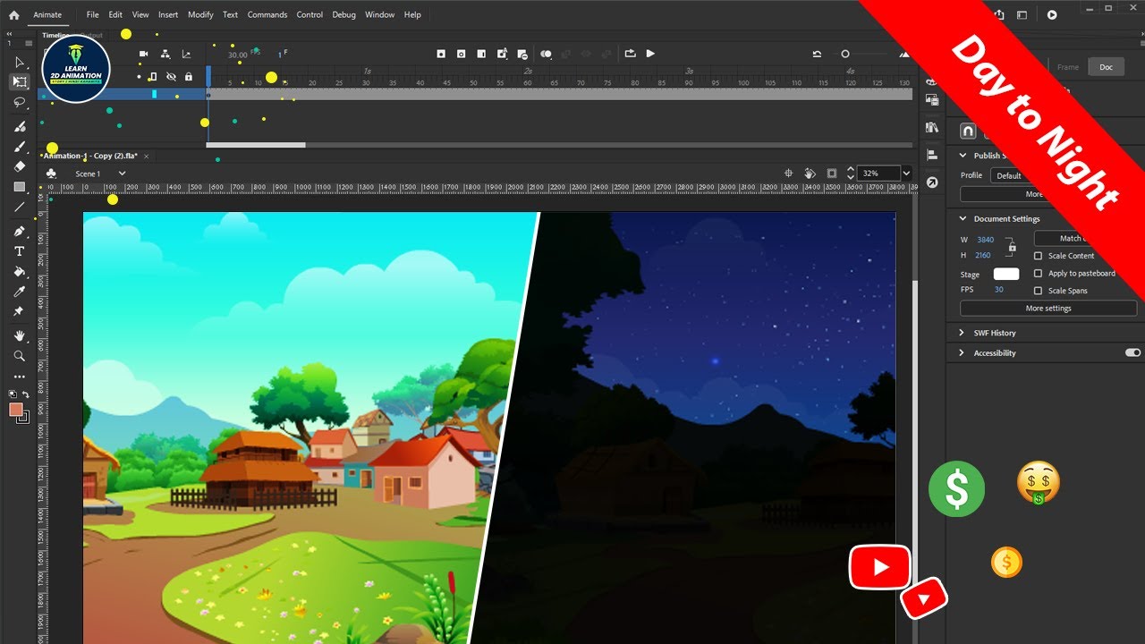 How To Create Day To Night Effect In Animate Cc 2d Animation Adobe