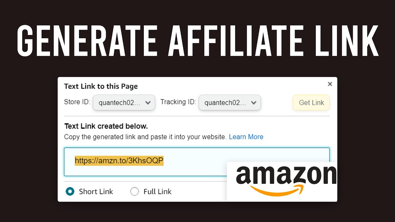 How To Generate Amazon Affiliate Link Step By Step Youtube