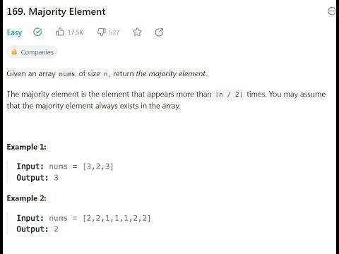 169 Majority Element Youtube