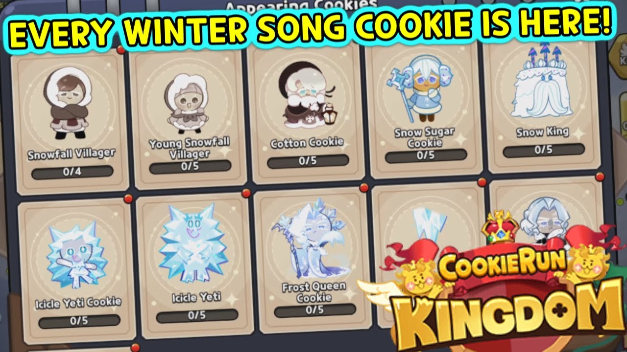 All Appearing Cookies In Icicle Yeti S Winter Song Cookie Run