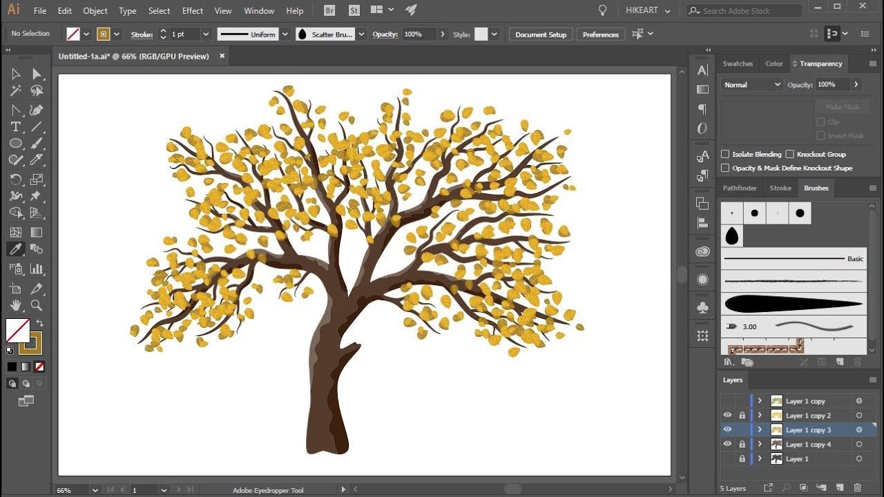 How To Create A Tree With Leaves In Adobe Illustrator Youtube