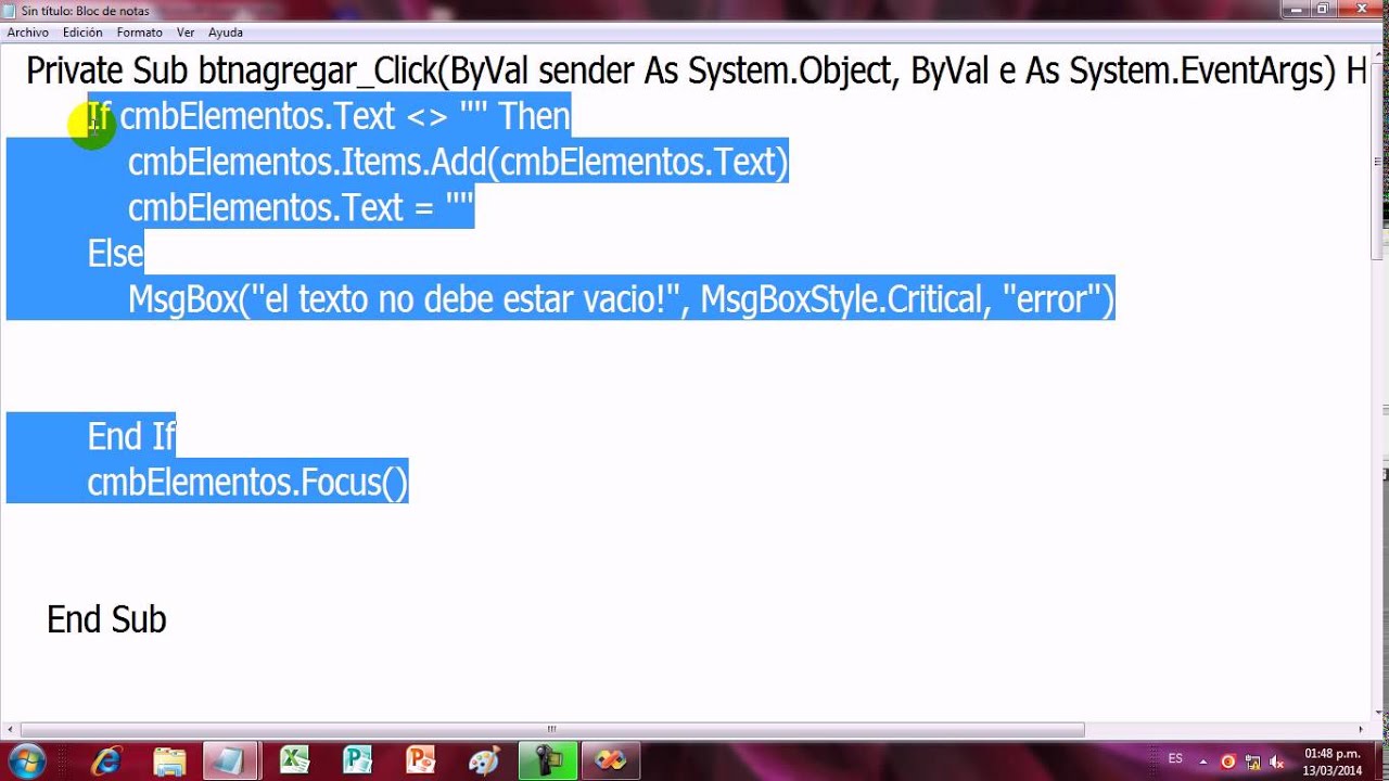 Ejemplo Combobox Visual Basic 2008 Youtube