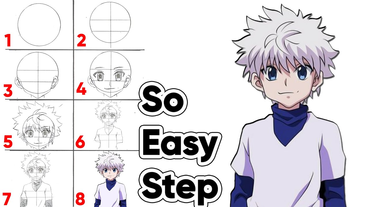 How To Draw Killua Zoldyck Step By Step Hunter X Hunter Youtube