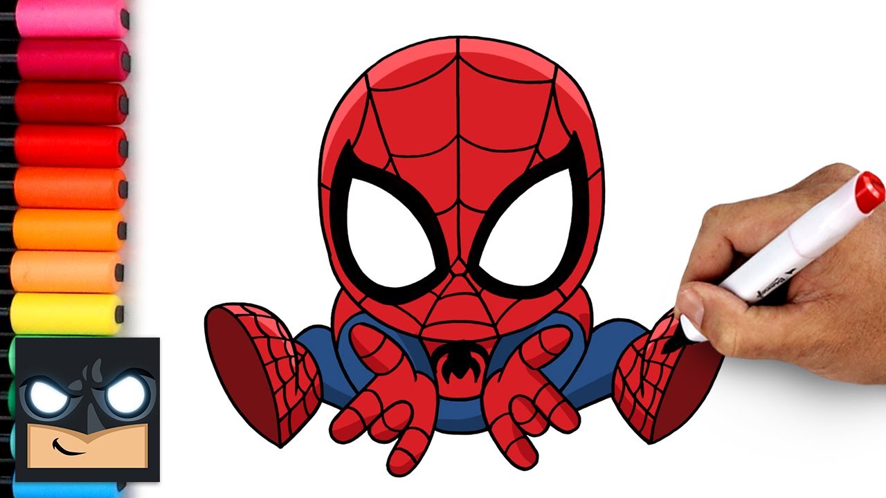 Cute Spiderman Drawing How To Draw Spider Man For Kids In The