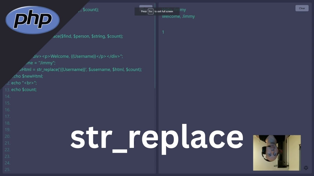 Php Str Replace Basic Php Tutorial On Str Replace Method Youtube