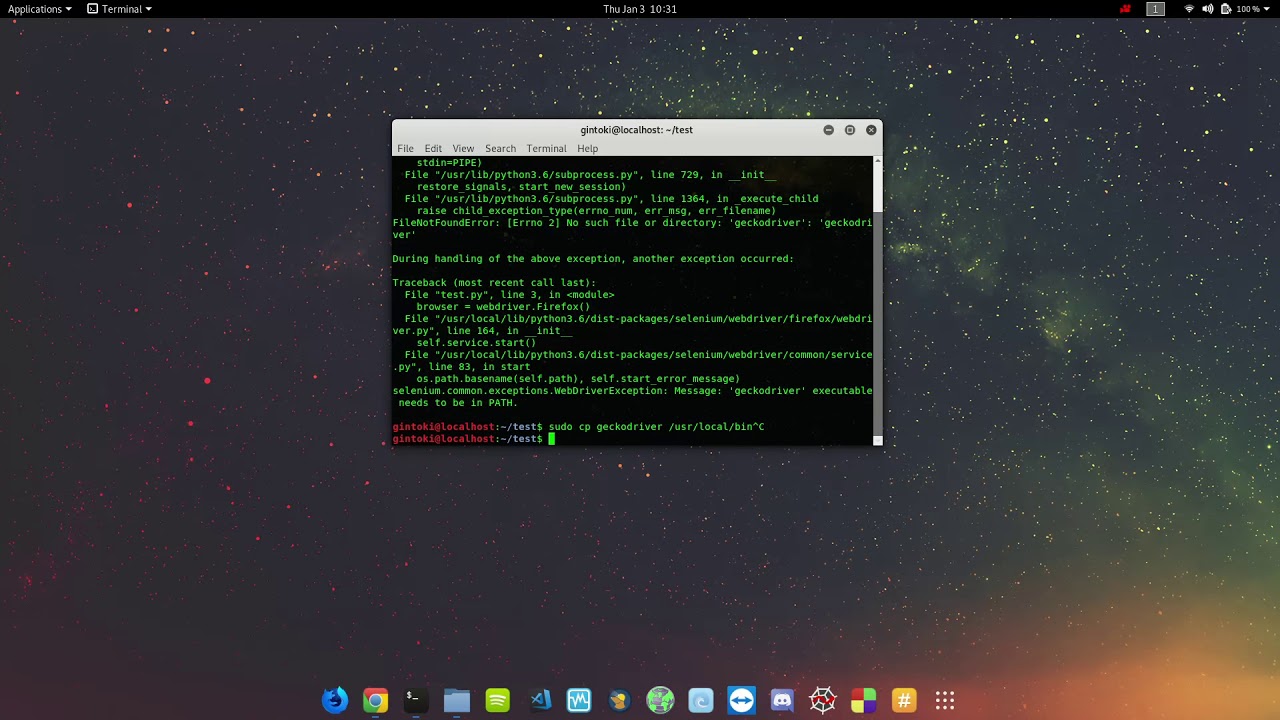 Selenium Using Python In Linux Geckodriver Executable Needs To Be In