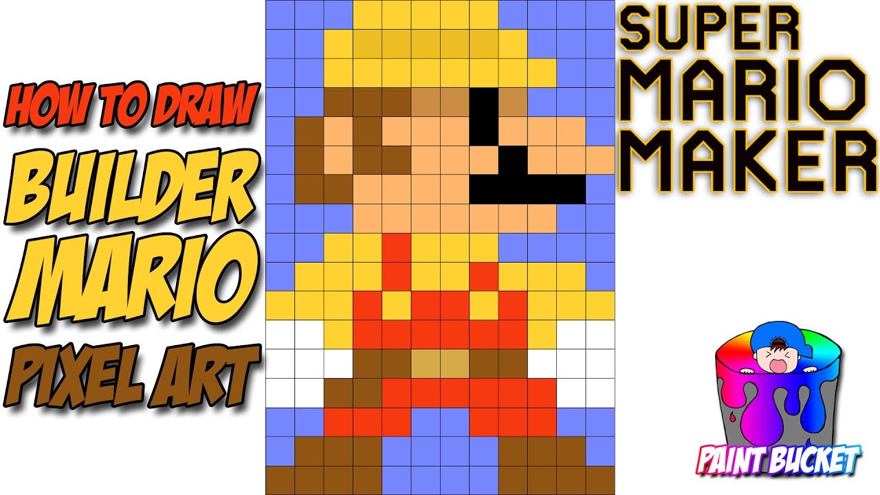 How To Draw Builder Mario Super Mario Maker 8 Bit Pixel Art Drawing