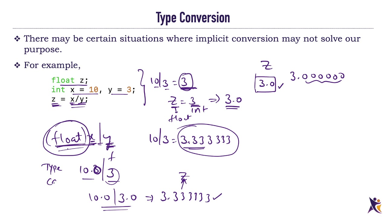 Explicit Type Conversion C Programming Purplelane Youtube