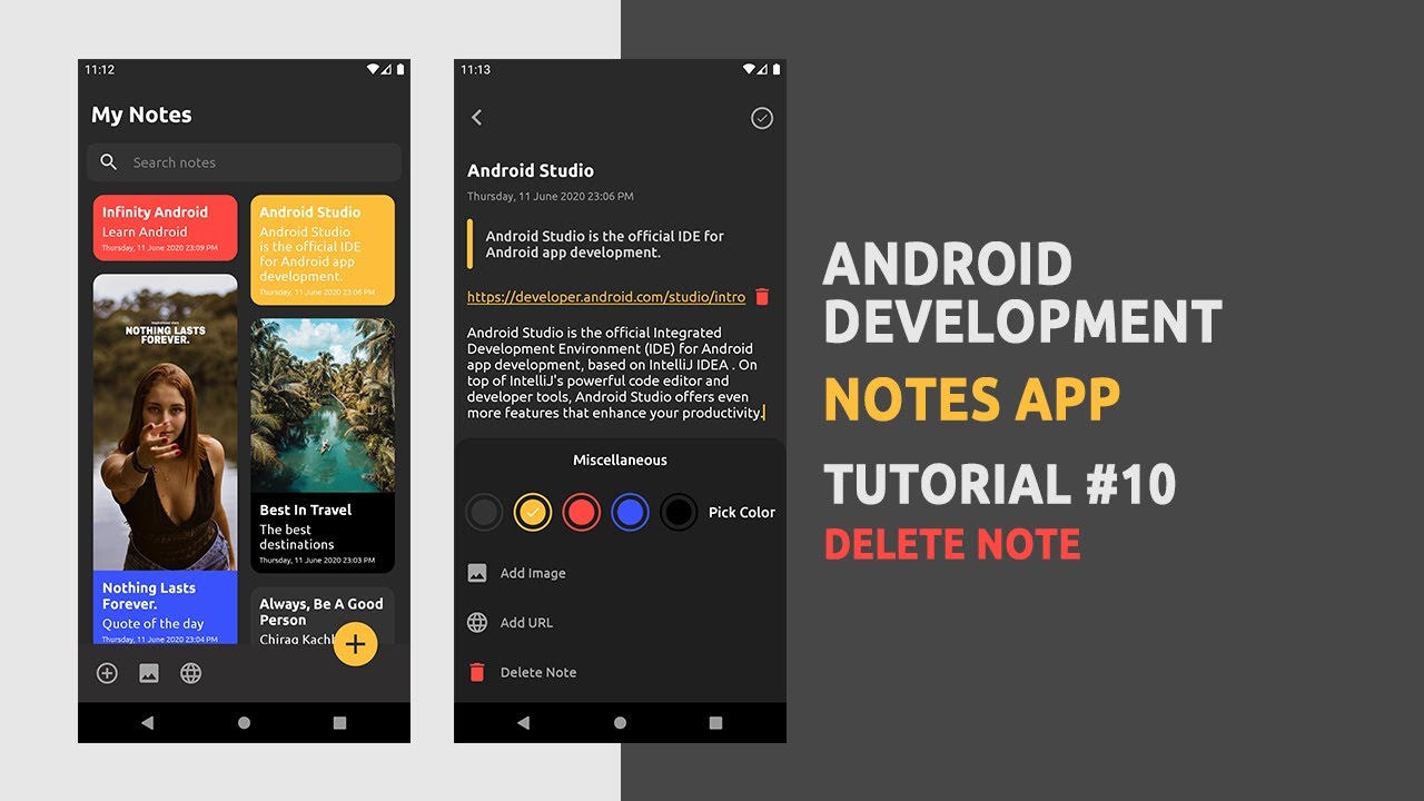 Android Development Notes App Tutorial 10 Delete Note Android