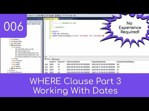 006 The Where Clause Dates Part 3 Learn Sql From No Programming
