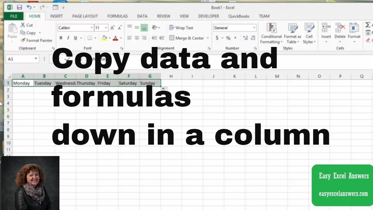 How To Copy Data And Formulas Down A Column In Excel Youtube