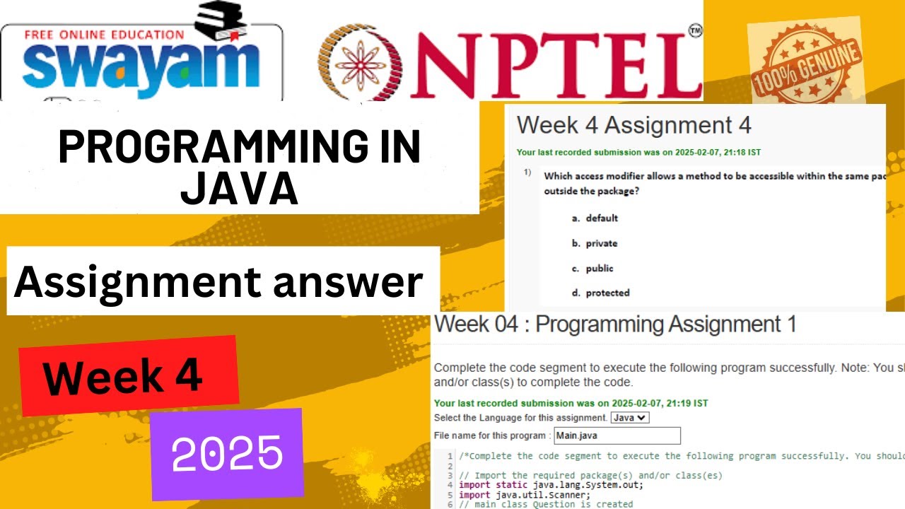 Nptel Programming In Java Week 4 Programming Assignment4 Answers