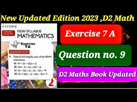 Easiest Way To Solve Exercise 7a Question 9 D2 Updated Edition Maths