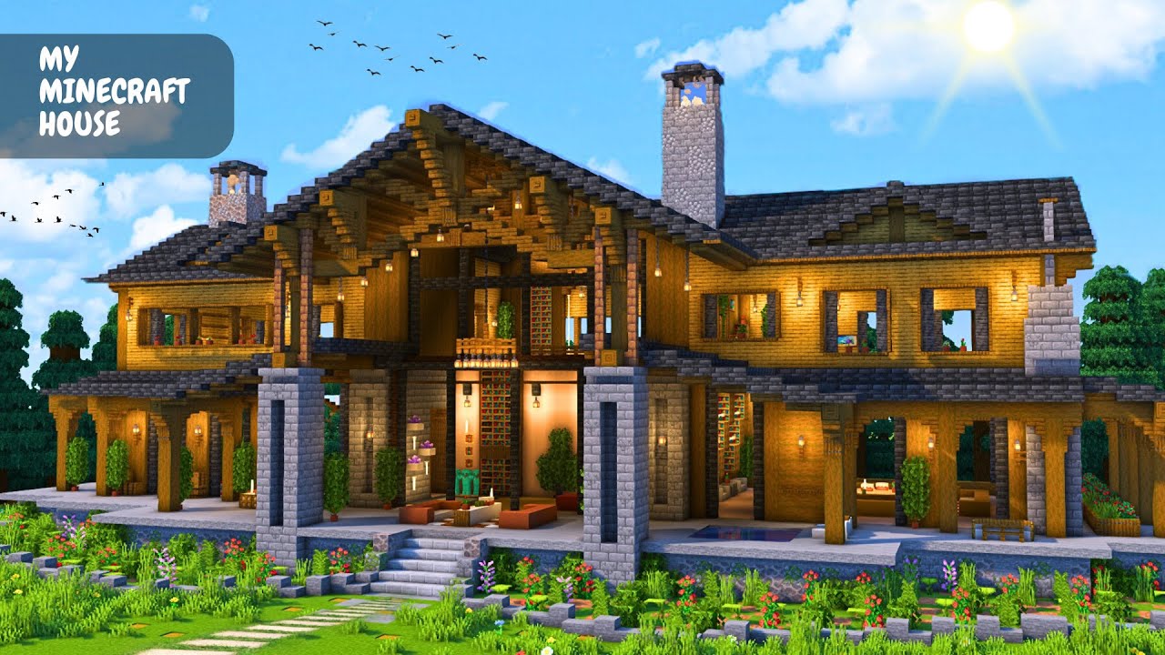 Minecraft How To Build A Large 2 Story Wooden Mansion Easy To Build
