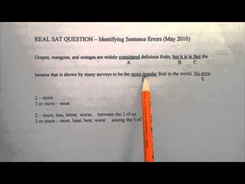 Sat Writing Identifying Sentence Errors 24 More Most Real Sat