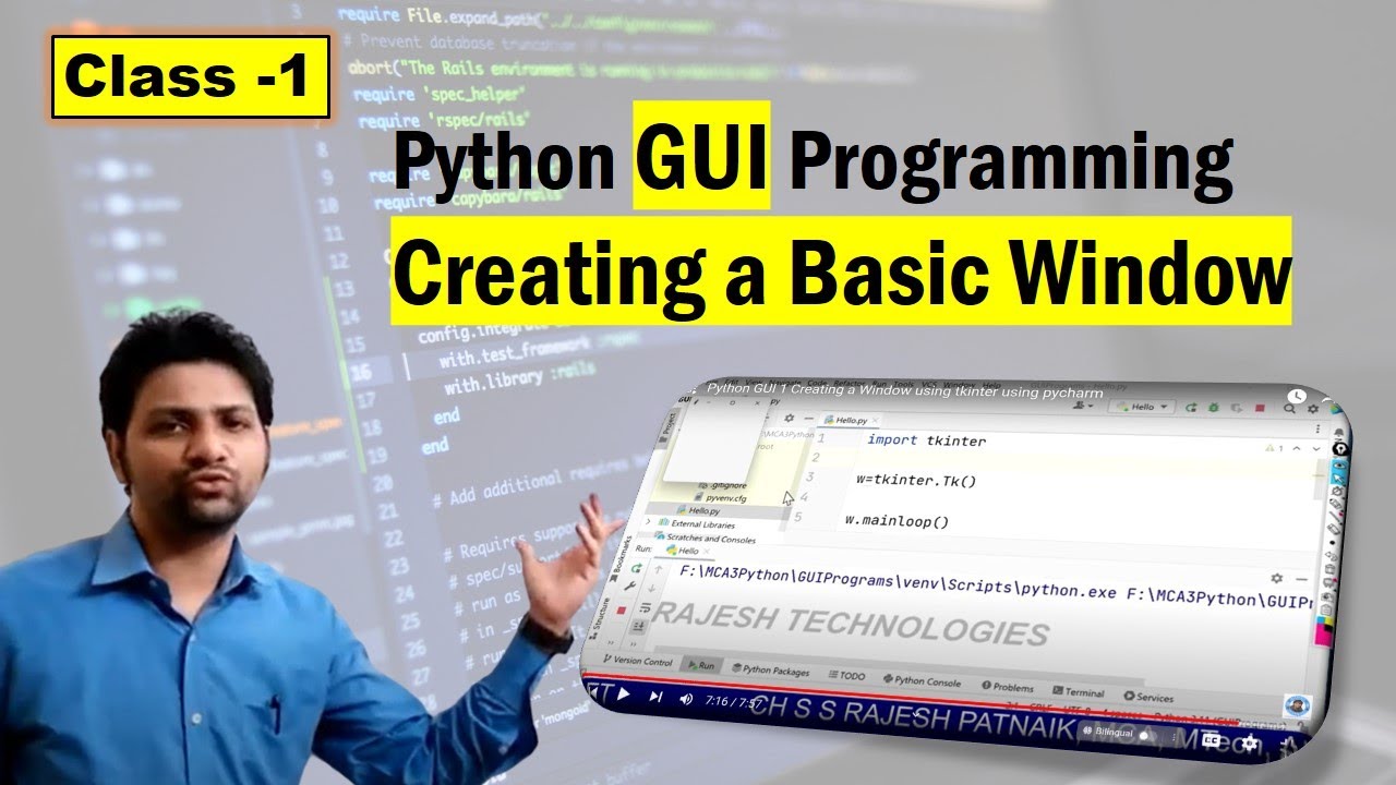 Python Gui 1 Creating A Window Using Tkinter Using Pycharm Youtube