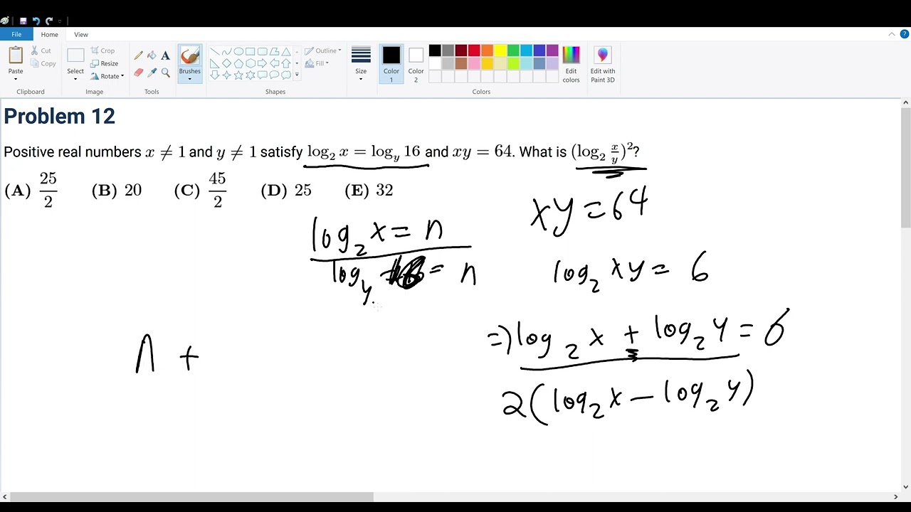 2019 Amc 12b Problem 12 Youtube