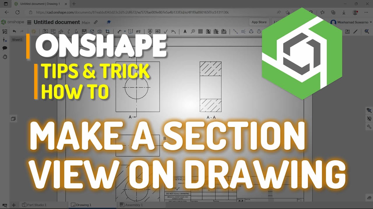 Onshape How To Make A Section View On Drawing Youtube