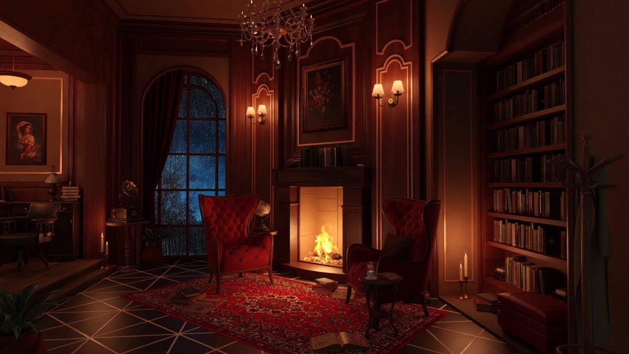 Rain Thunderstorm Sounds Sleep Study Relax Fireplace 8 Hours