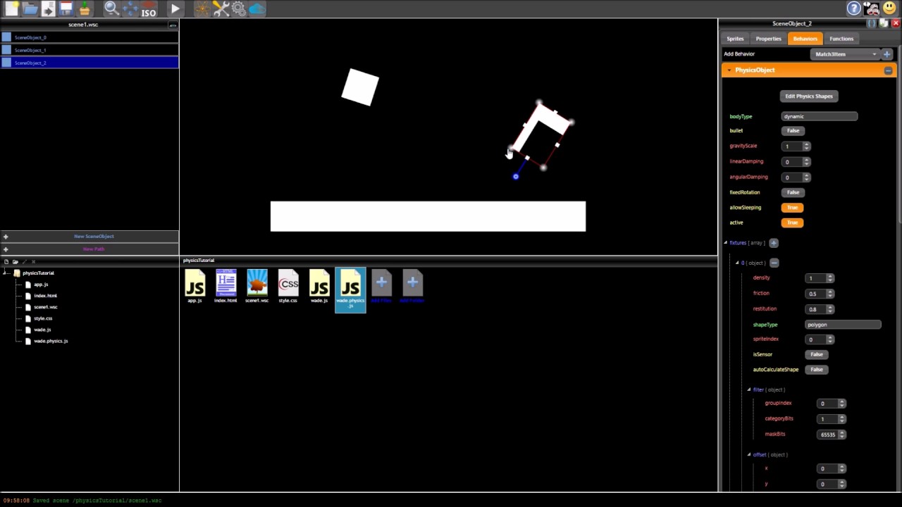 Making Html5 Games With Wade Physics Shape Editor Youtube