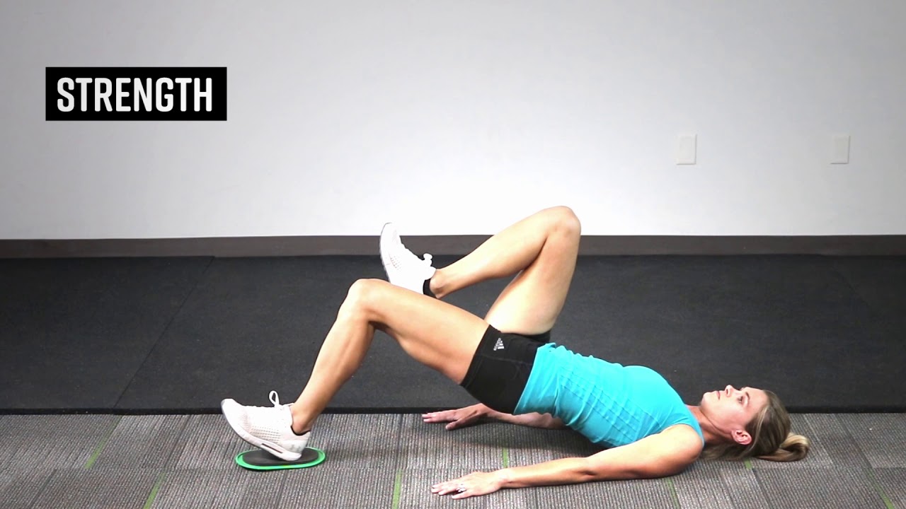 Single Leg Hamstring Curl With Slider Youtube