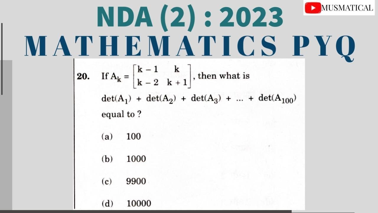 Nda 2 2023 Mathematics Pyq Youtube