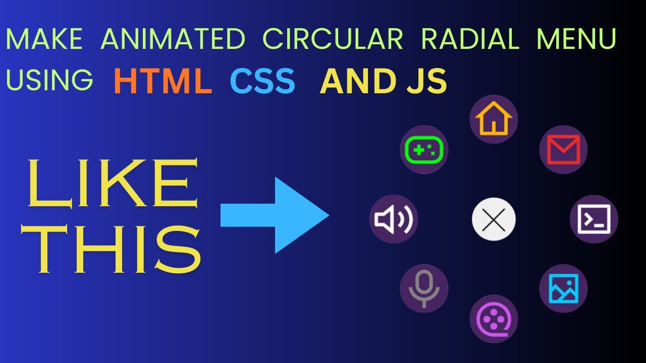 Animated Circular Radial Menu Using Html Css And Js Youtube
