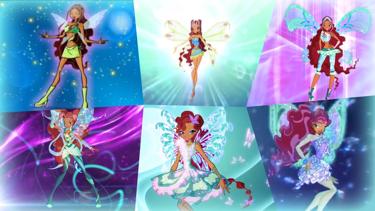 Winx Club Aisha Layla All Full Transformations Up To Tynix Hd Youtube