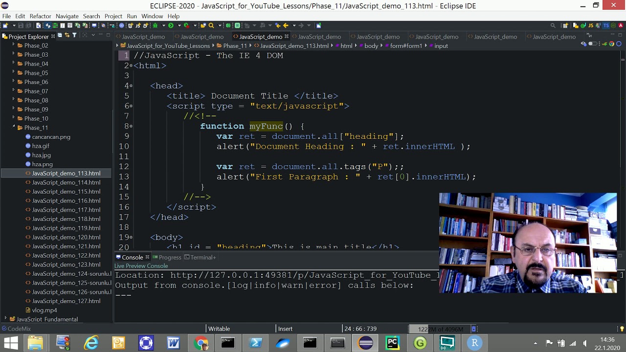 Javascript Final Lesson 11 By Using Eclipse Ide Youtube