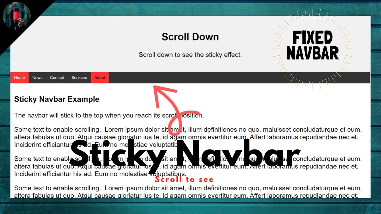 Sticky Navigation Bar On Scroll Using Javascript Fixed Navbar