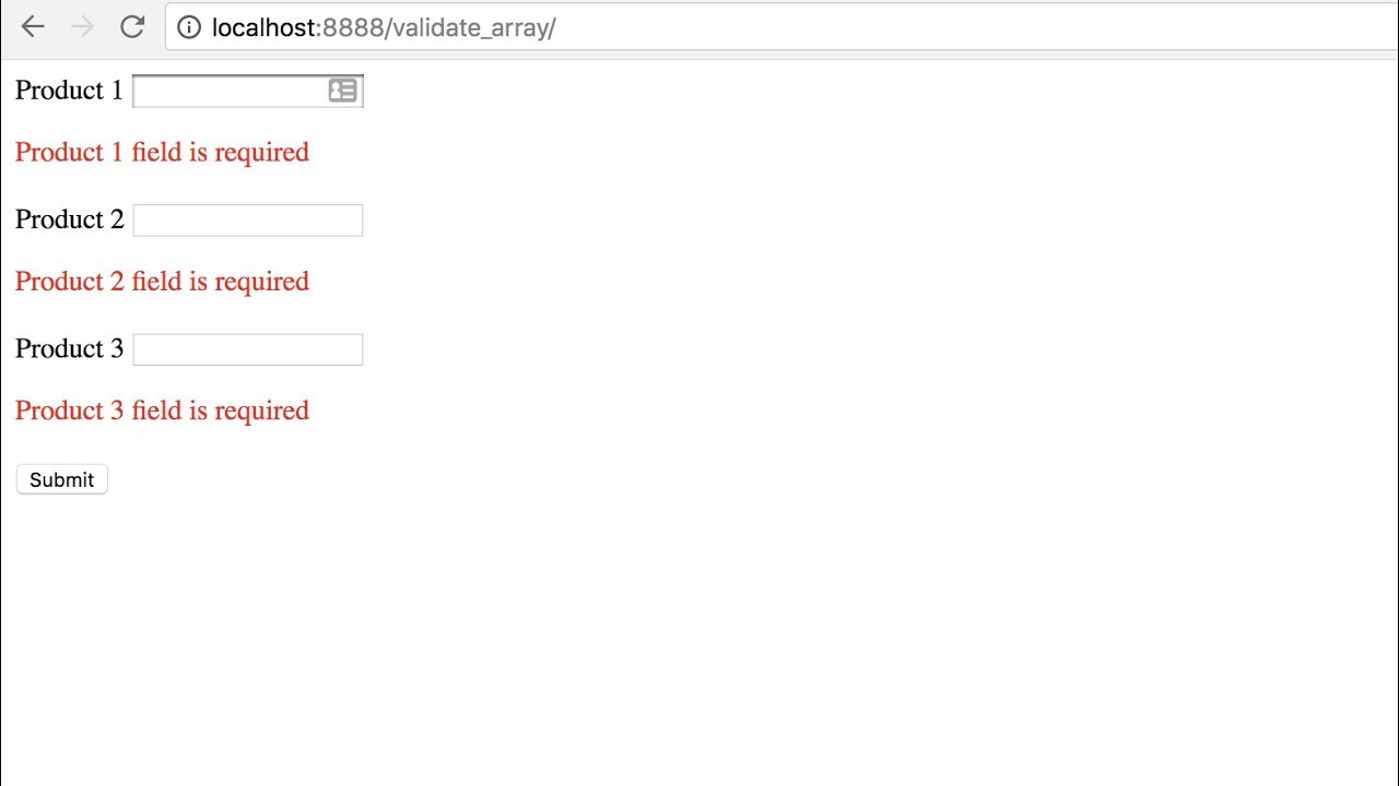 How To Validate The Array Input Field Youtube