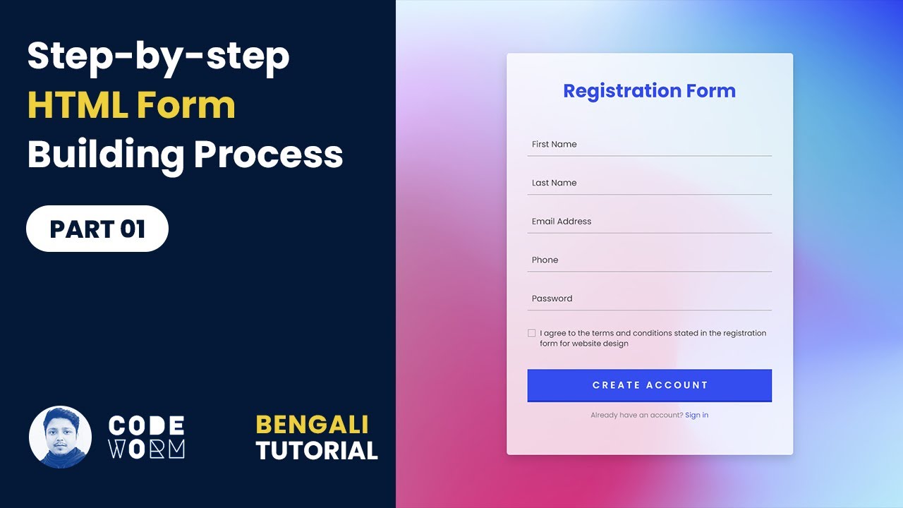 Step By Step Html Form Building Process Part 01 Youtube