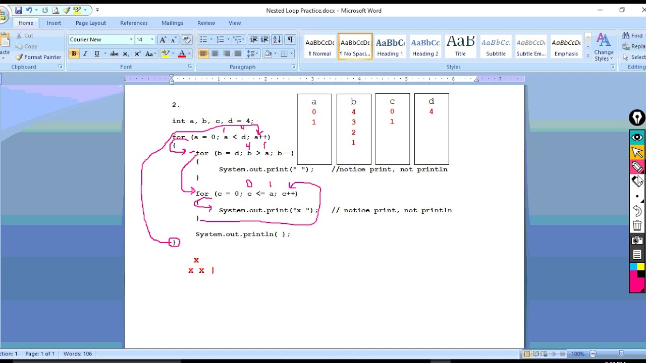 Nested Loop Practice 2 Video Solution Key Youtube