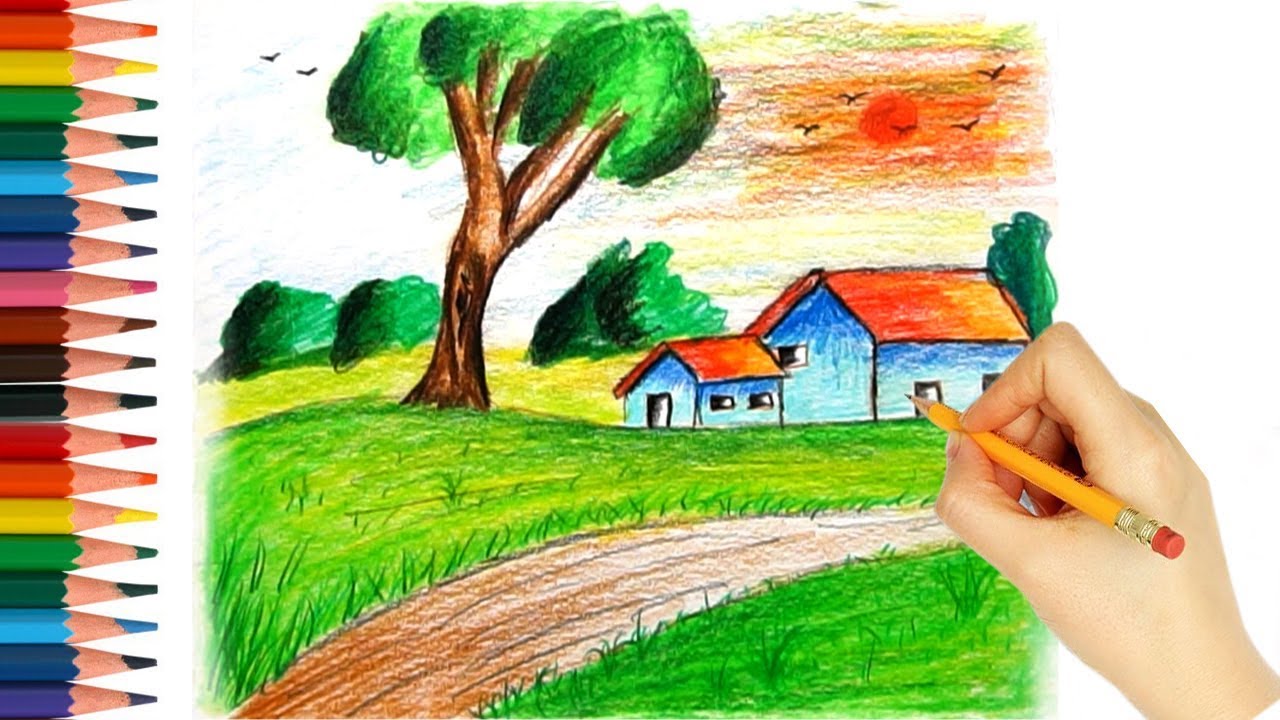 Simple Pencil Drawing For Kids With Colour Infoupdate Org