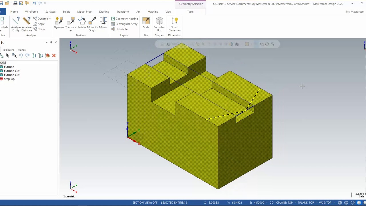 Mastercam 2020 Solid Part 3 Youtube